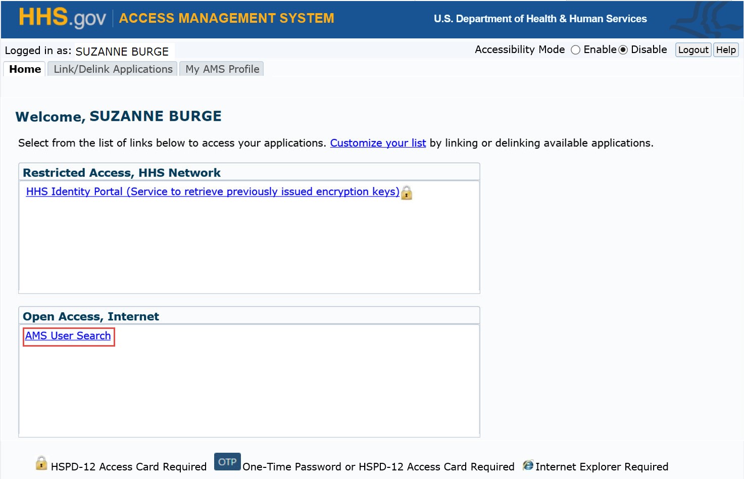 HHS AMS - How To Search For An AMS User